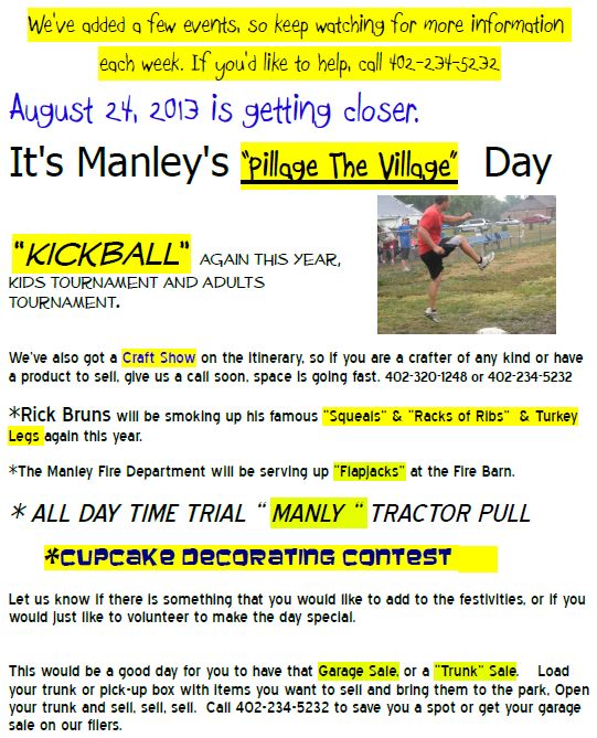 Official Site of Village of Manley, Nebraska - Community Newsletter